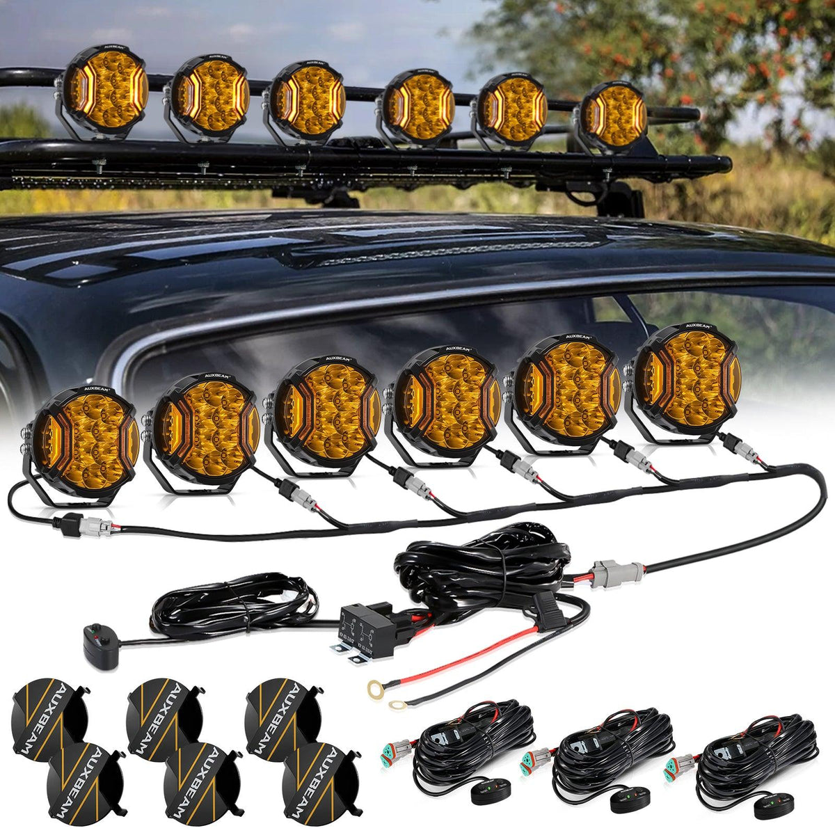 V-ULTRA Series 6/8 Pcs 5 Inch 172W LED Side Shooter Amber DRL with Pow ...